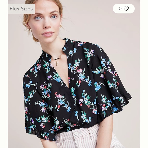 Anthropologie | Tops | Anthro Maeve Aveiro Flutter Sleeve Button Down | Poshmark